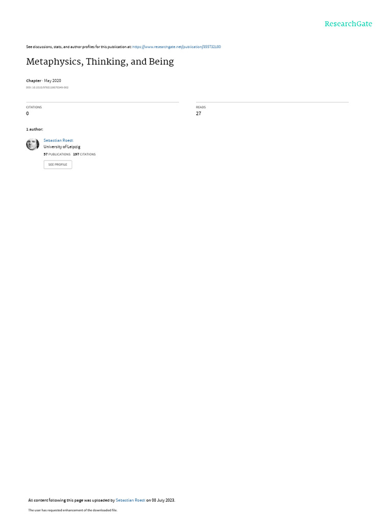 Rod L Sebastian 2020 Metaphysics Thinking and Being | PDF | Thought ...