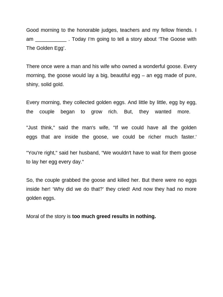 BI Primary 1 Story Telling Script | PDF