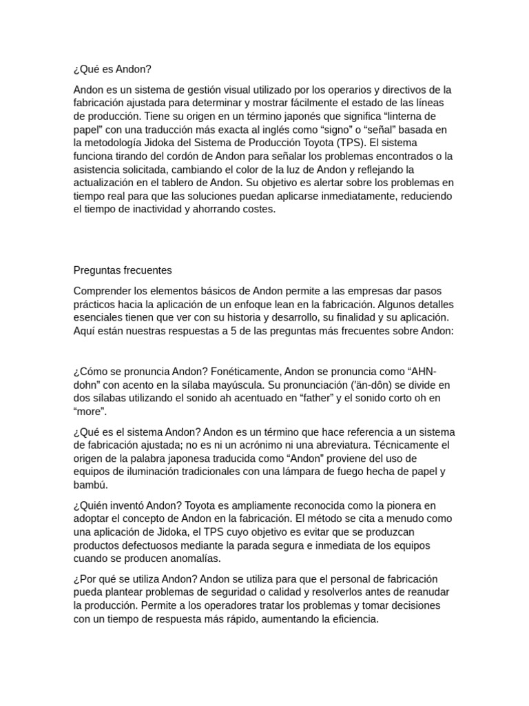 Sistema Andon Definicion | PDF | Color