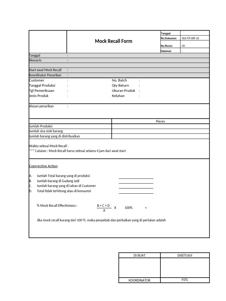 Form Mock Recall | PDF