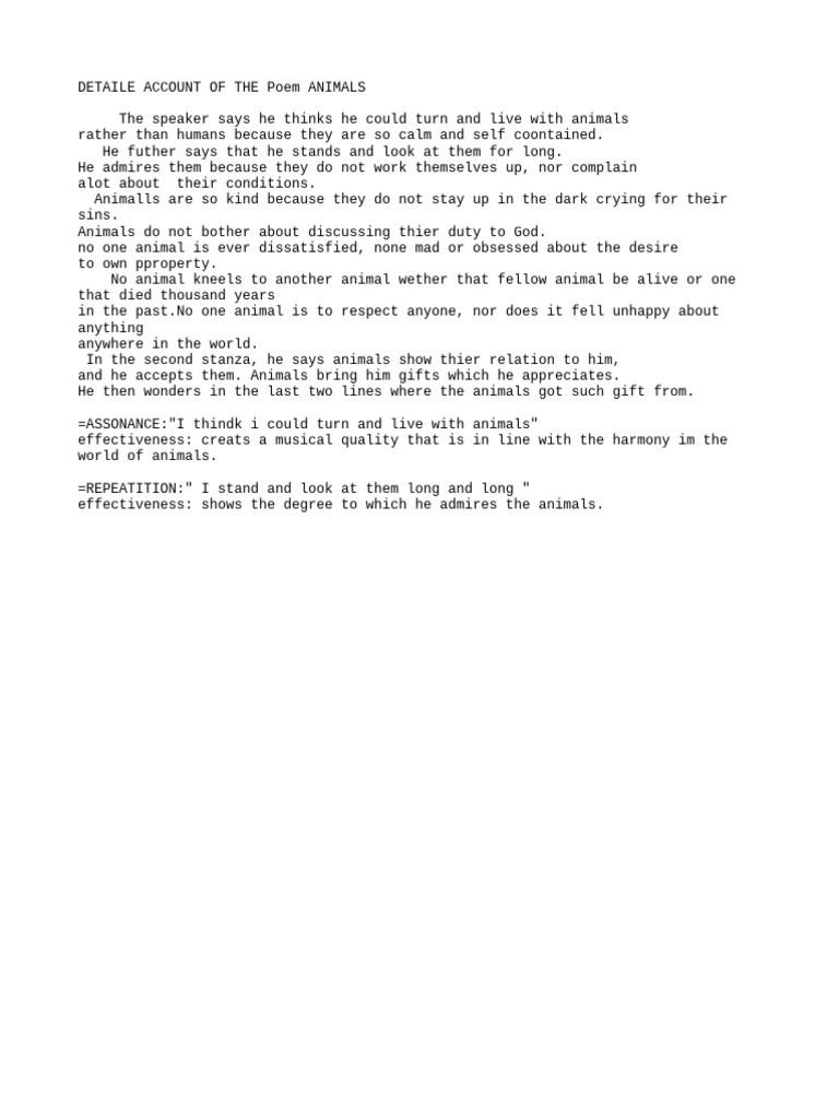 1) Animals Poem | PDF