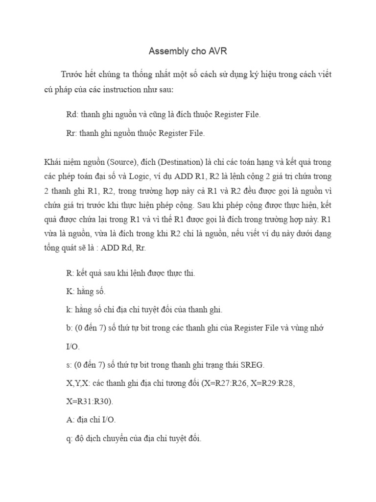 Assembly Cho AVR | PDF