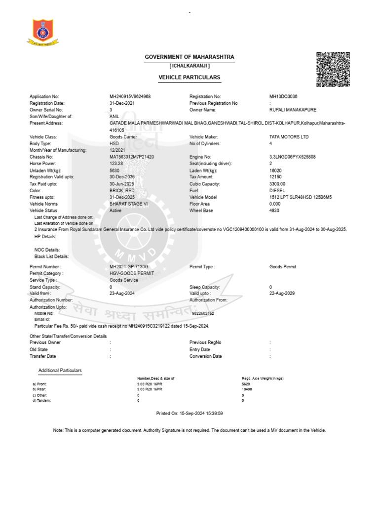 MH13 Vehicle Registration Details | PDF | Land Vehicles | Motor Vehicle