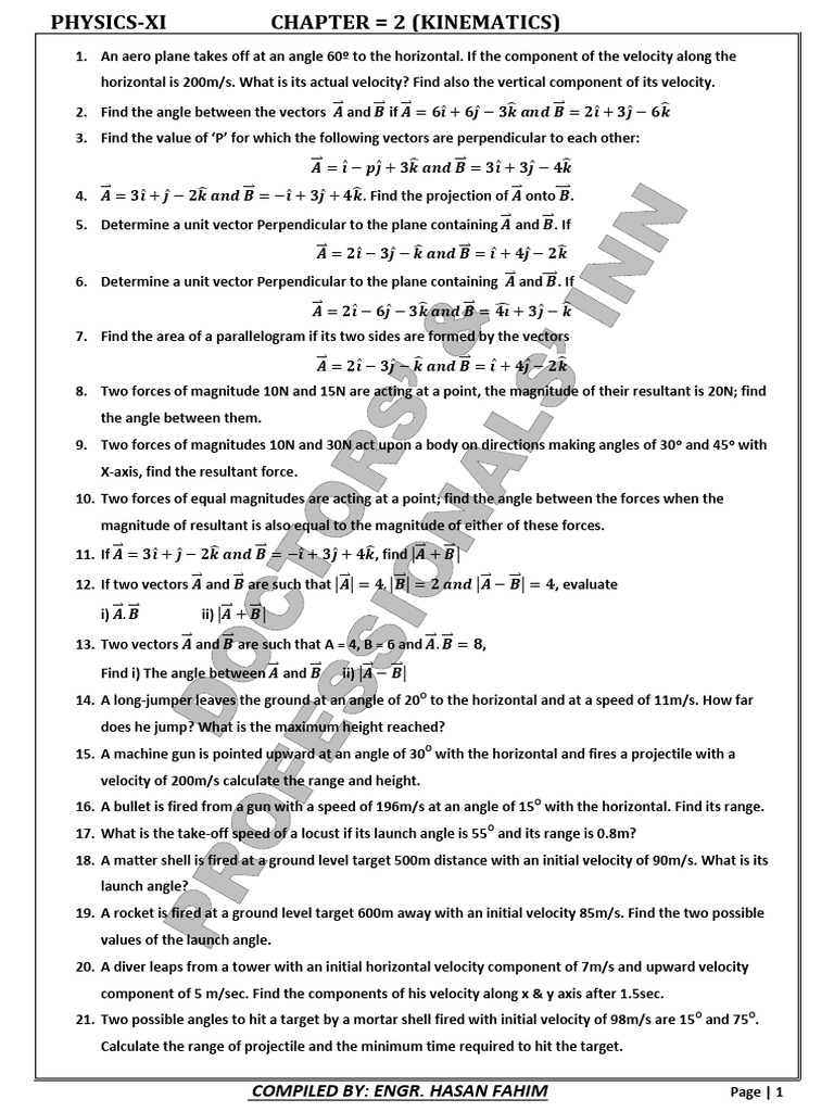 Kinematics Problems and Solutions | PDF | Force | Euclidean Vector