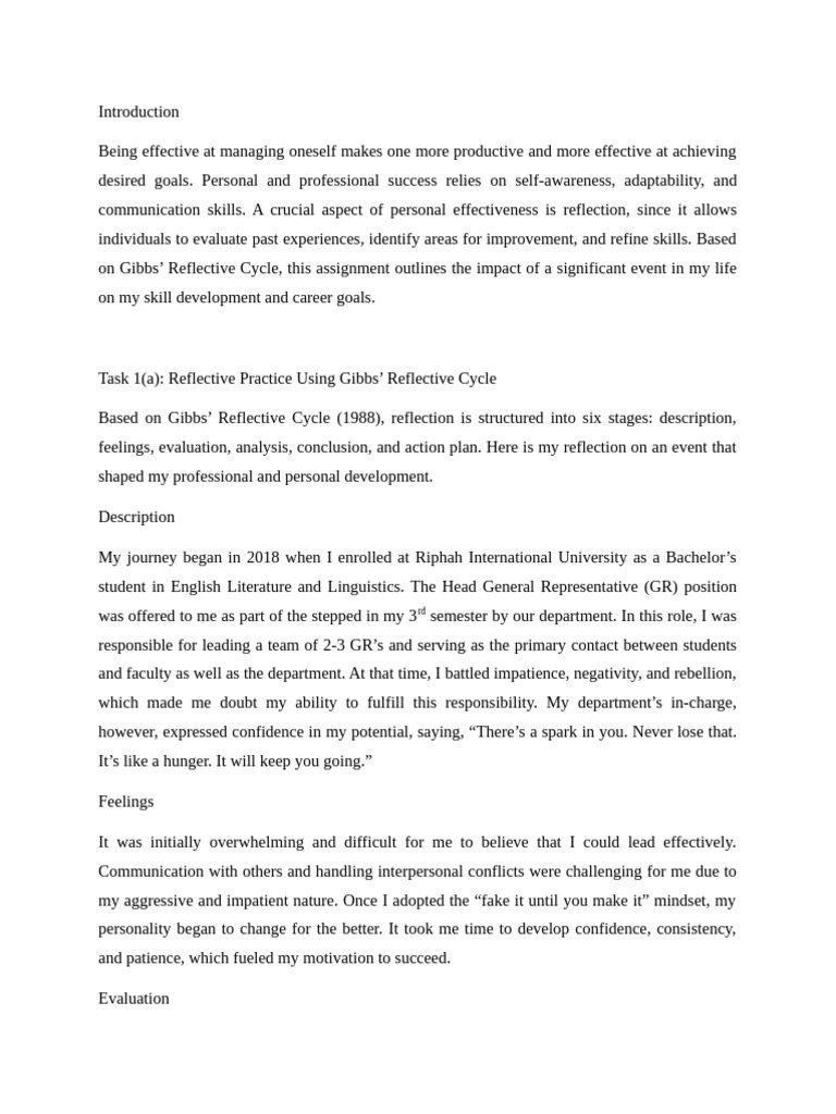 Document | PDF | Leadership | Reflective Practice