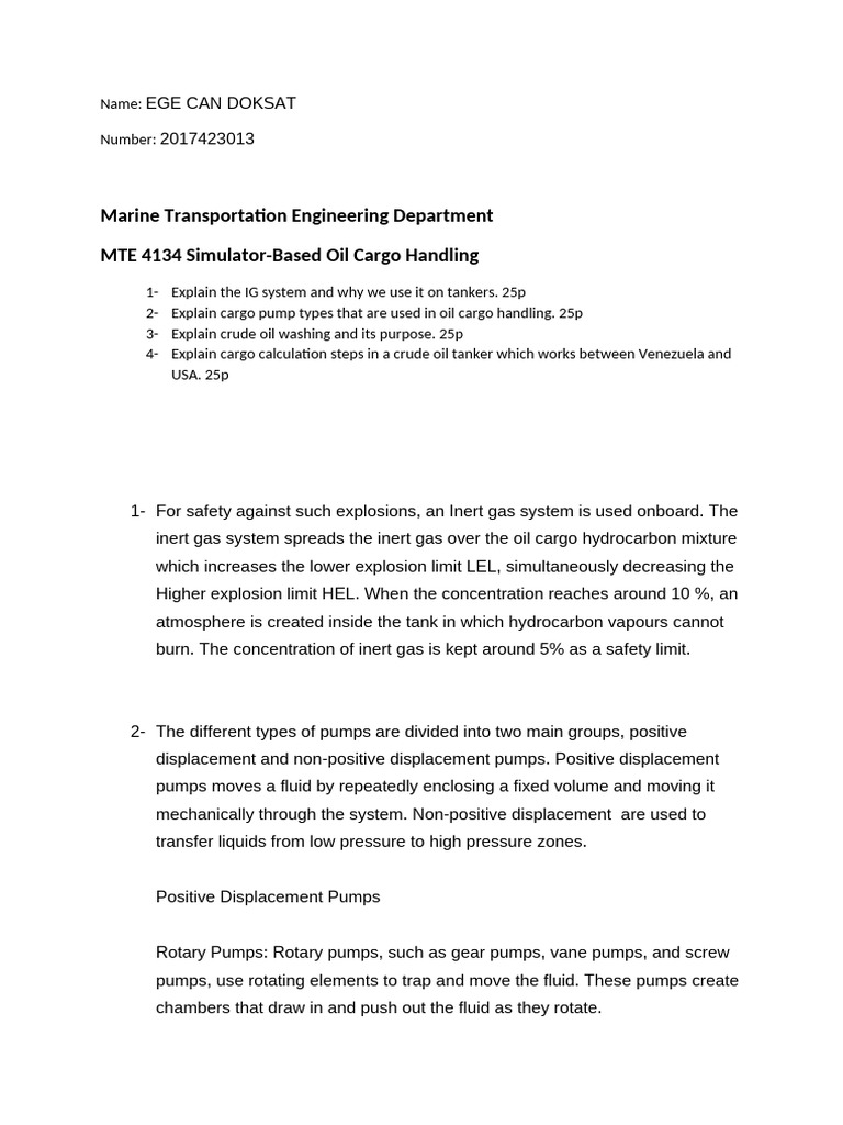 Ege Can Doksat | PDF | Pump | Oil Tanker