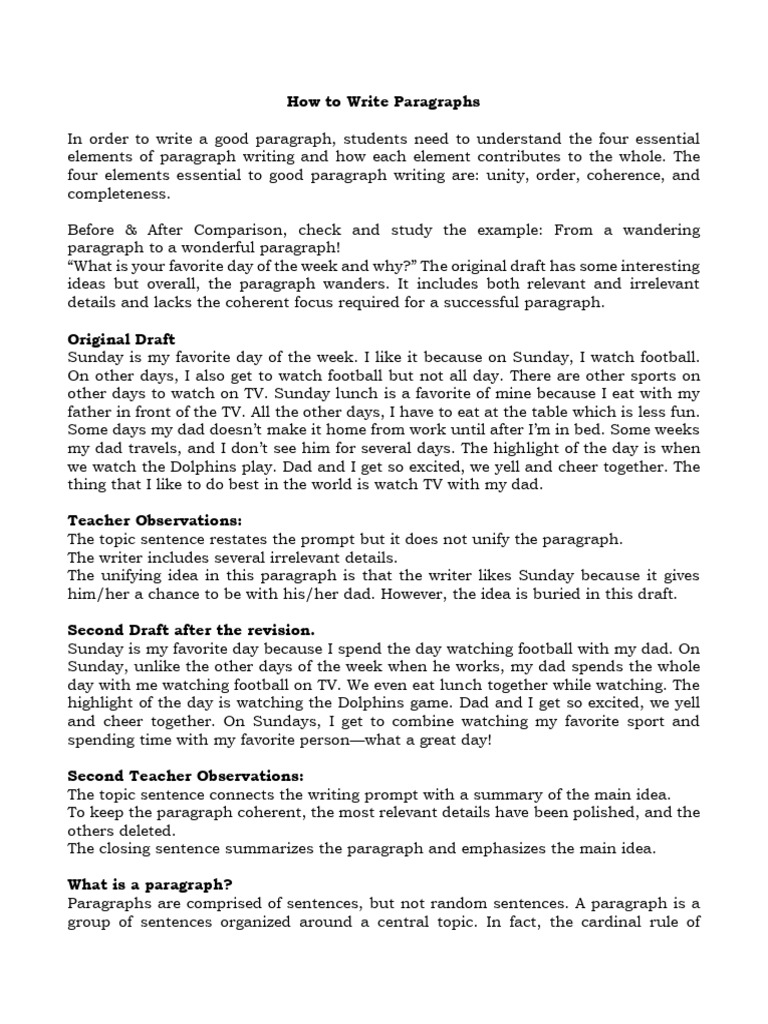 How To Write Paragraphs | PDF | Paragraph