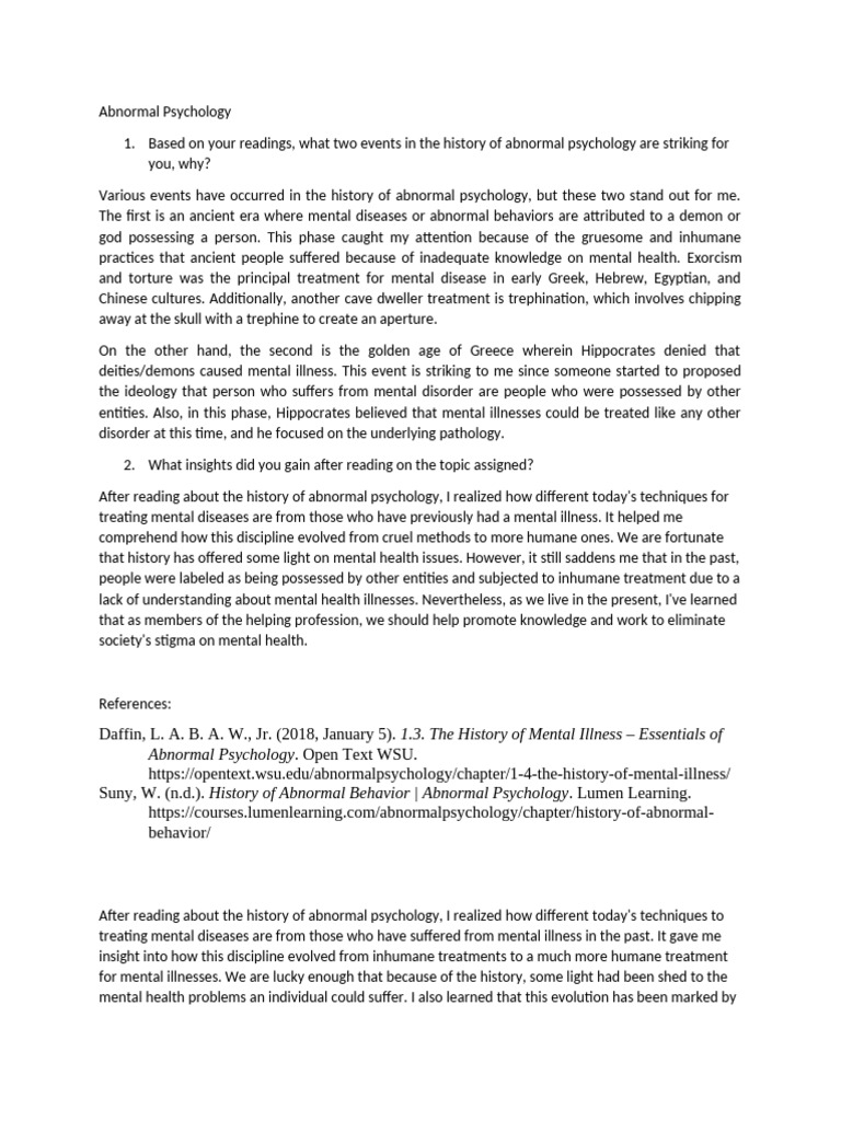 Abnormal Psychology | PDF | Abnormal Psychology | Mental Disorder