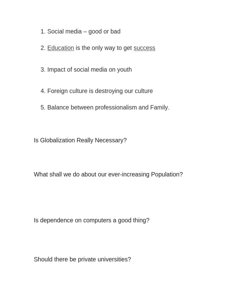 Group Discussion Topics | PDF