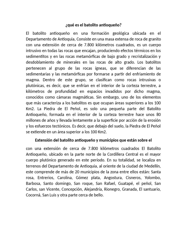 Qué Es El Batolito Antioqueño | PDF