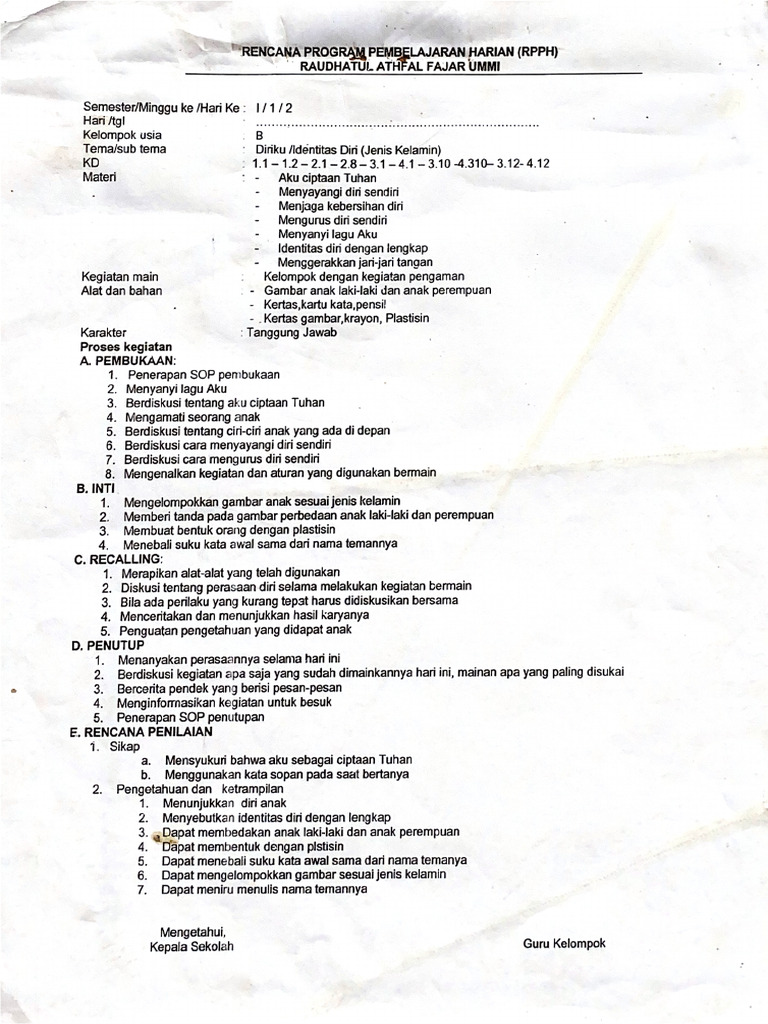 Rpp Sm i Minggu Ke 1 2023 | PDF