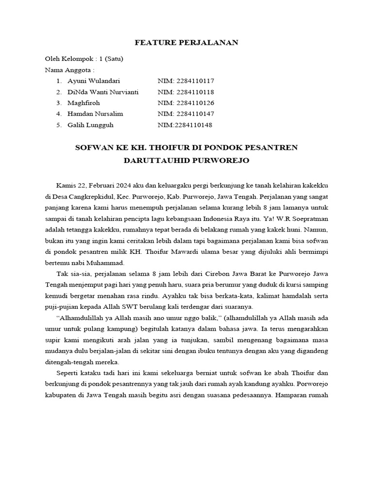 Contoh Feature Perjalan | PDF
