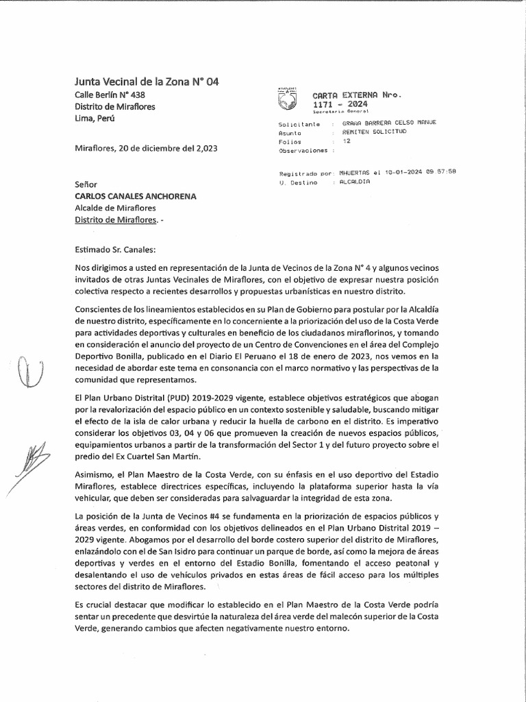 Carta de La Junta Vecinal | PDF