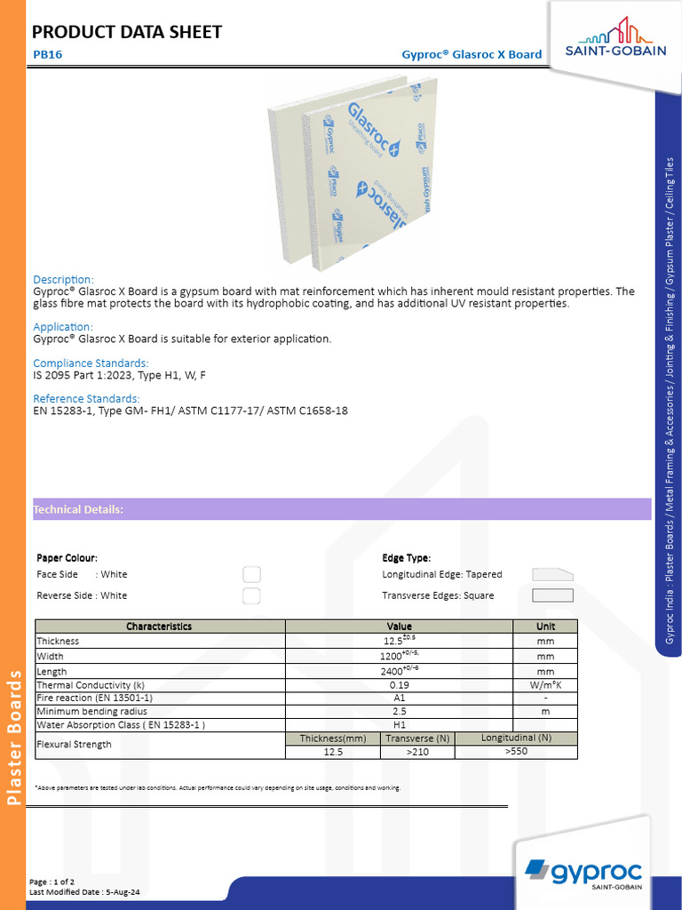 PB16_Gyproc® Glasroc X Board | PDF | Drywall | Plaster