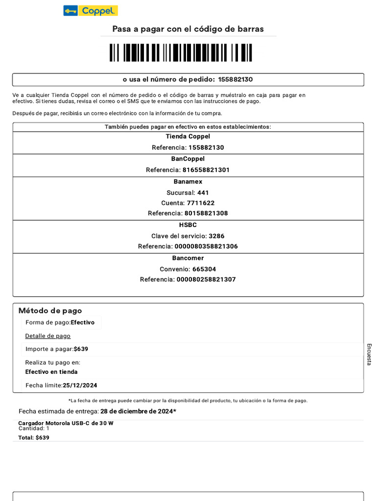 Coppel - Confirmación Del Pedido | PDF