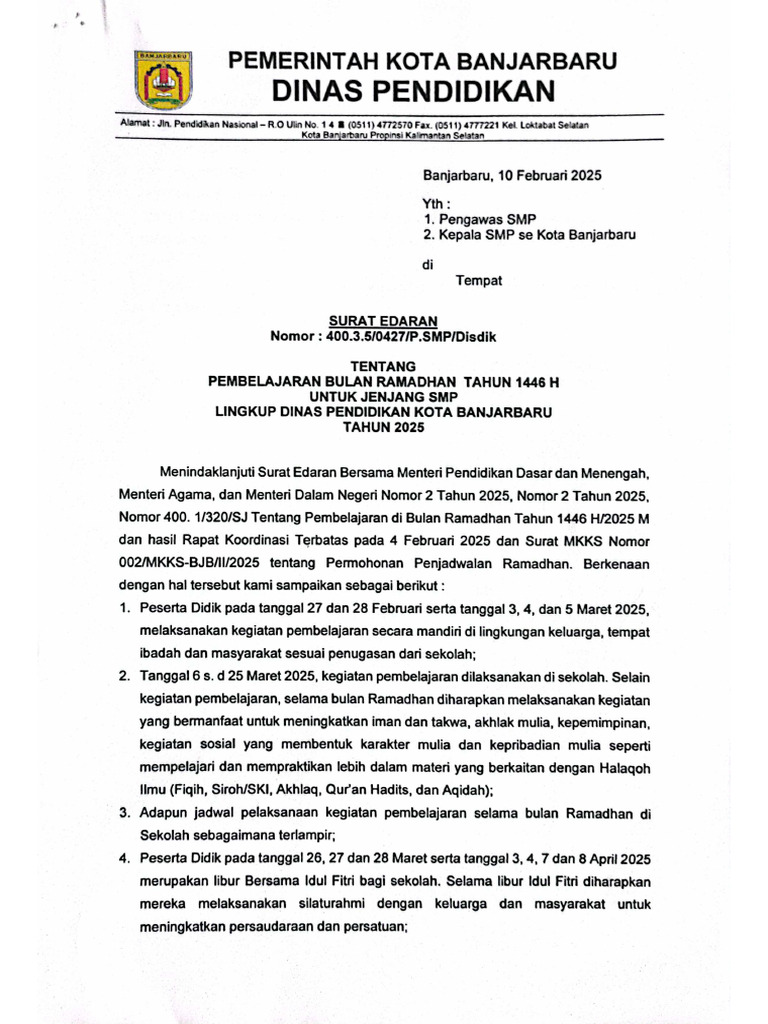 Edaran Ramadhan | PDF