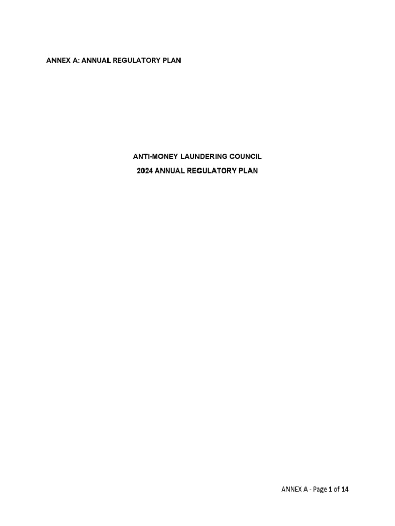 Annual Regulatory Plan - AMLC - 2024 | PDF