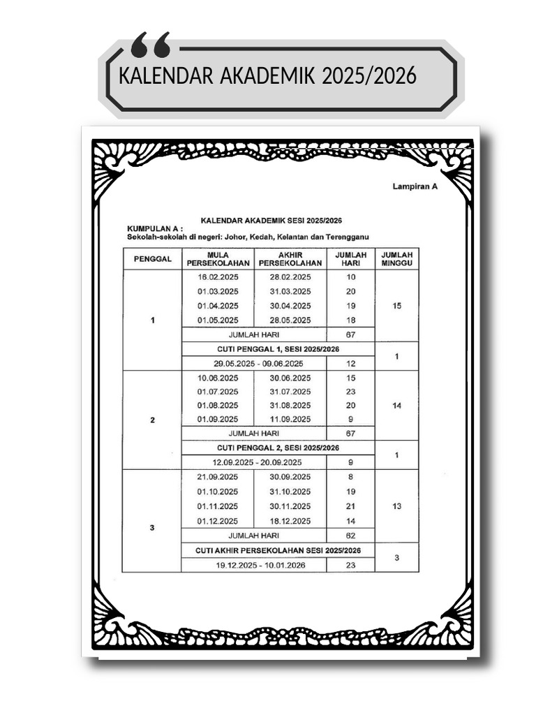 Kalendar Akademik 2025 | PDF
