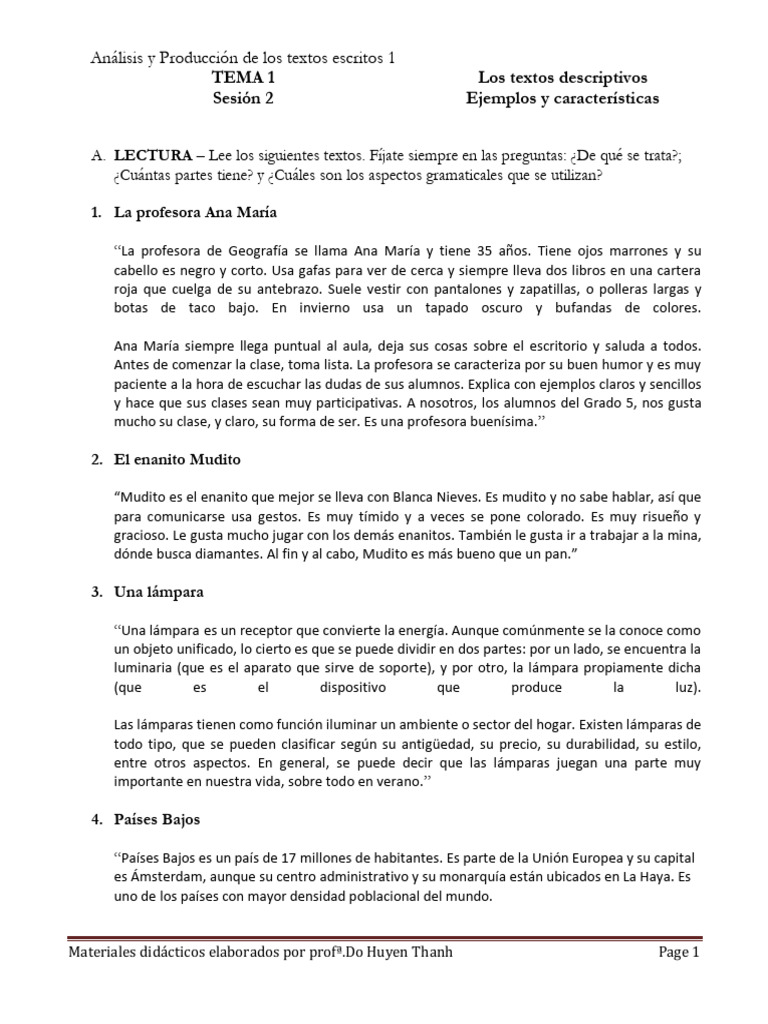 Estructura de Textos Descriptivos para Niños | PDF | Tigre | Puntuación