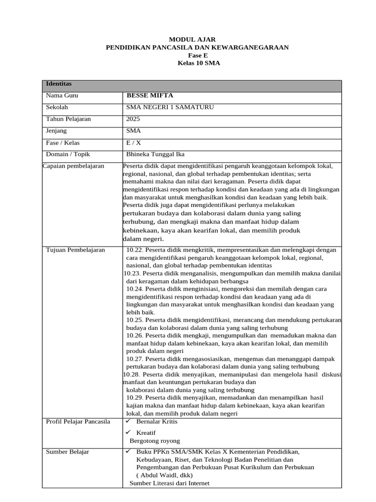 Modul Ajar Besse Mifta | PDF