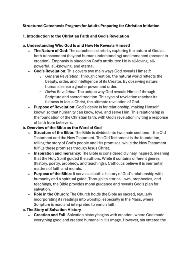 Structured Catechesis Program For Adults Preparing For Christian Initiation | PDF | Eucharist ...