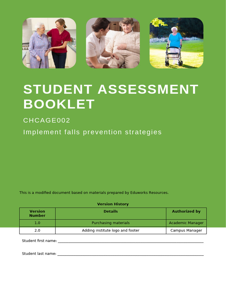 CyjayCHCAGE002 - Student Assessment Booklet.v2.0CyjayCuyos | PDF ...