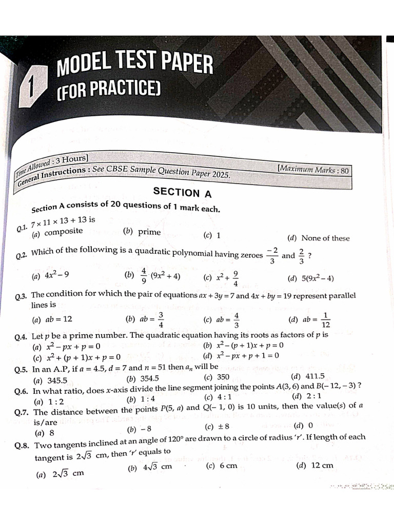 Practice Sample Paper 1 2024 - 25 | PDF
