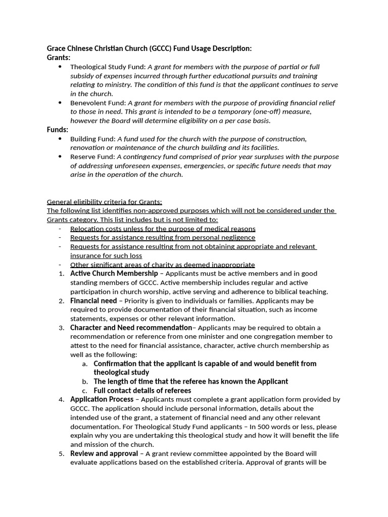 6g GCCC Grant Policy and Application Form v2 | PDF | Employment | Expense