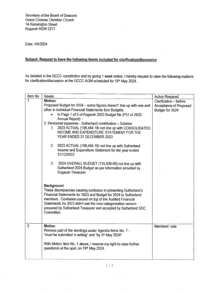 6f Lydia Leung - Submission of Issues For Discussion at AGM | PDF