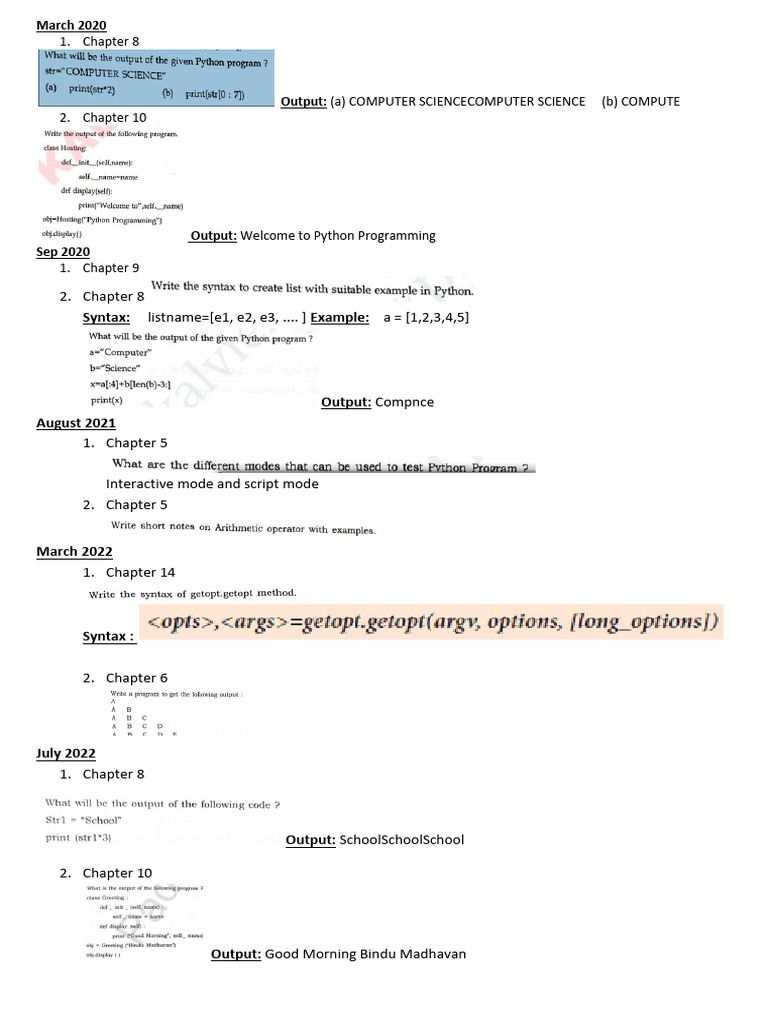 Compulsory Questions Xii Cs | PDF