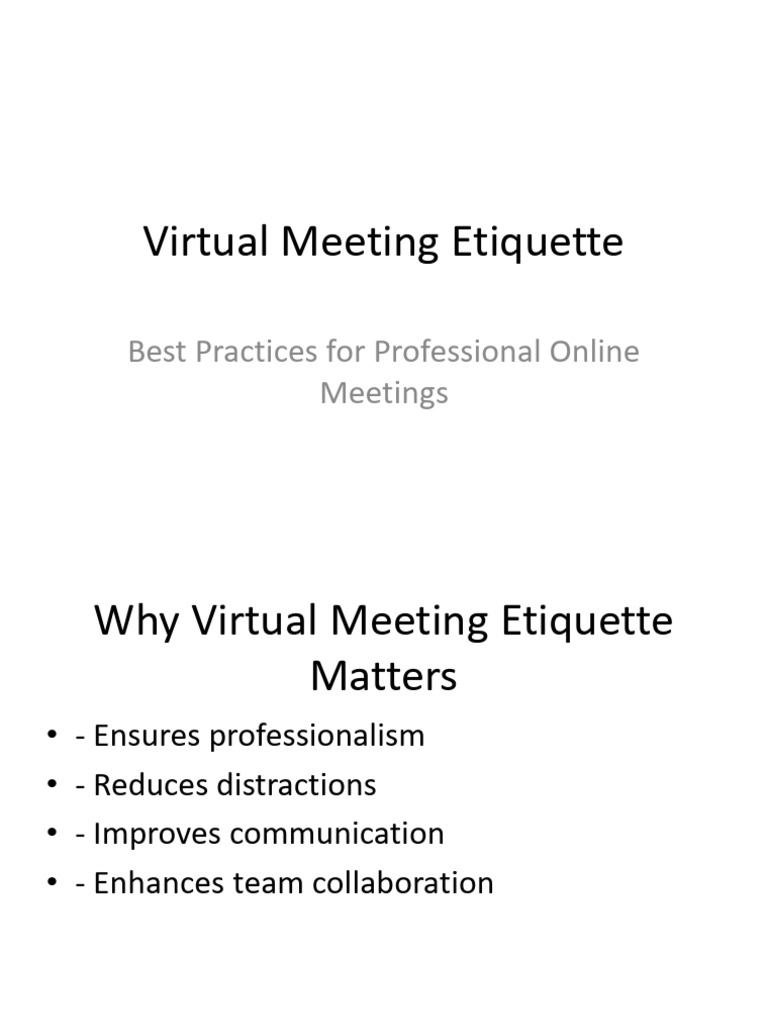 Virtual Meeting Etiquette | PDF