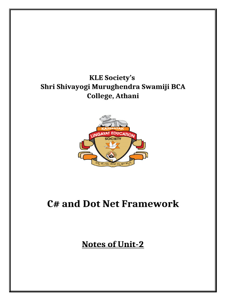 UNIT-2 | PDF | C Sharp (Programming Language) | Integer (Computer Science)