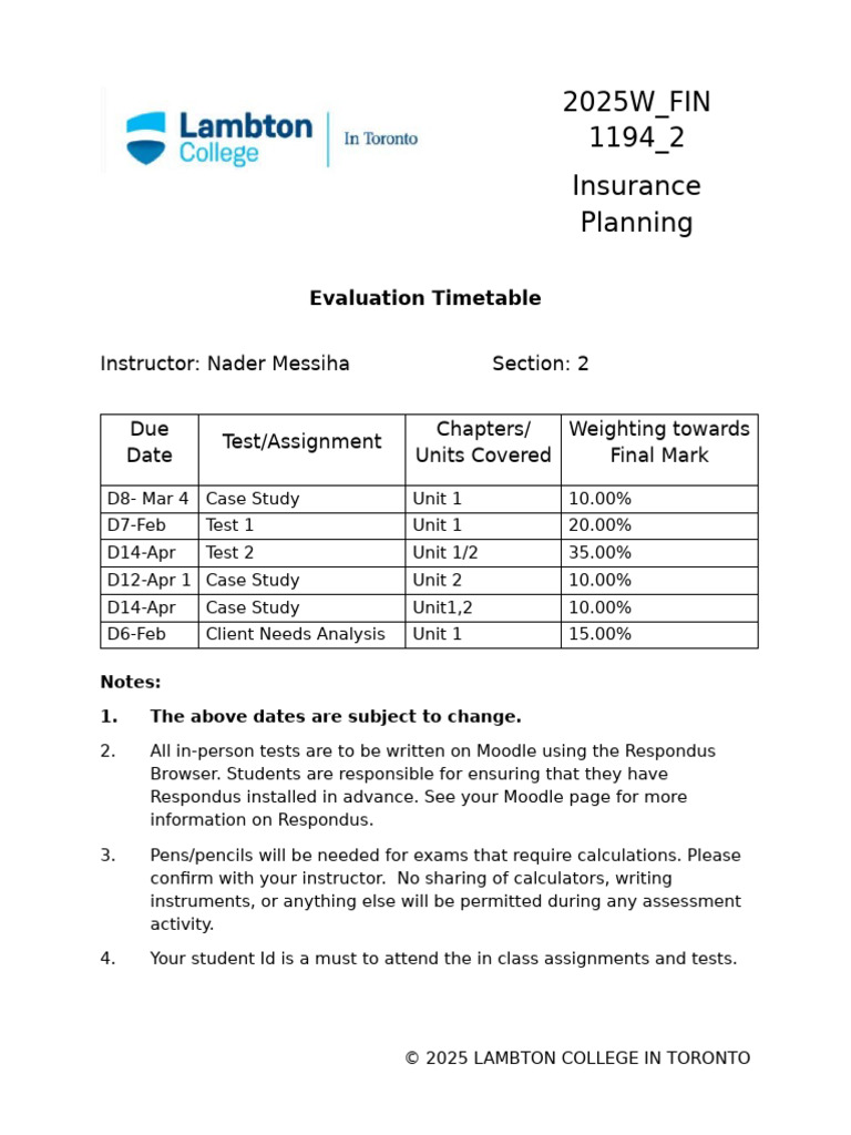Evaluation Timetable-2025W_FIN 1194_2 | PDF