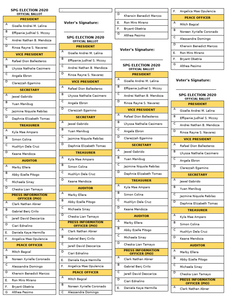 Official Ballot SPG 2020 | PDF