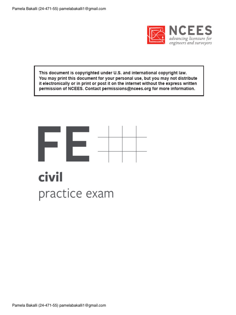 FE Civil Practice Exam-2447155 2 | PDF | Stress (Mechanics) | Bending