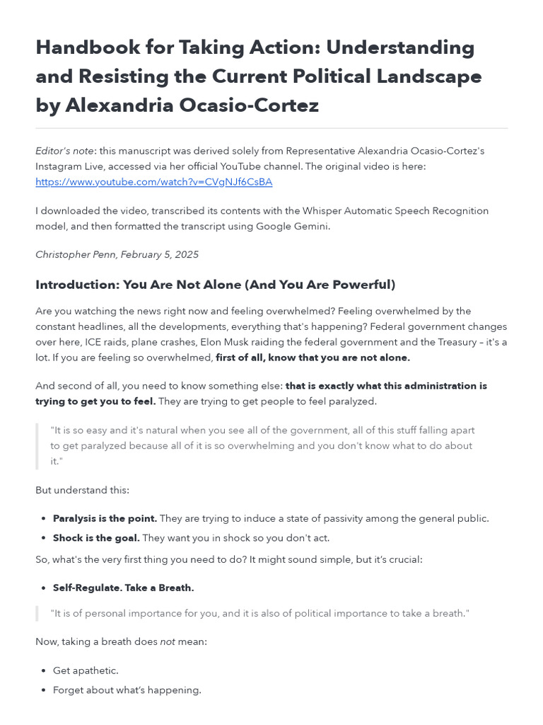 aoc-handbook-of-action | PDF | Fear | United States Senate