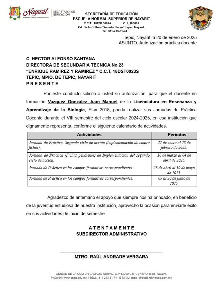 8o Semestre Jornada de Práctica Vazquez Gonzalez Juan Manuel | PDF ...