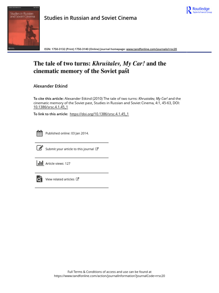 Alexander Etkind - The Tale of Two Turns - Khrustalev, My Car & The ...