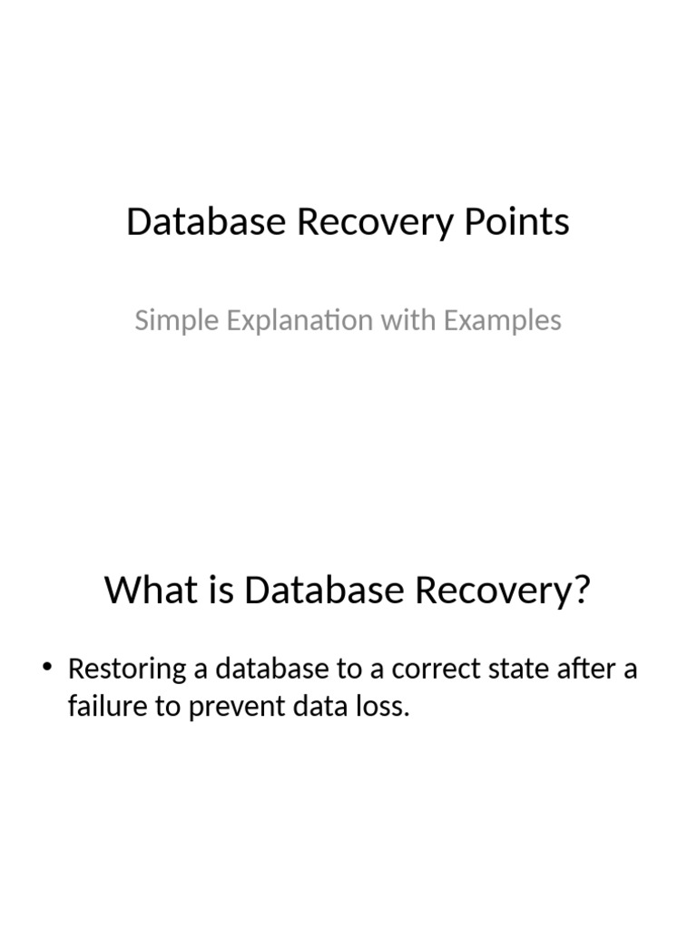 Database Recovery Presentation Updated Pdf