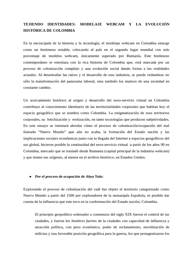 Tejiendo Identidades - Modelaje Webcam y La Evolución Histórica de ...