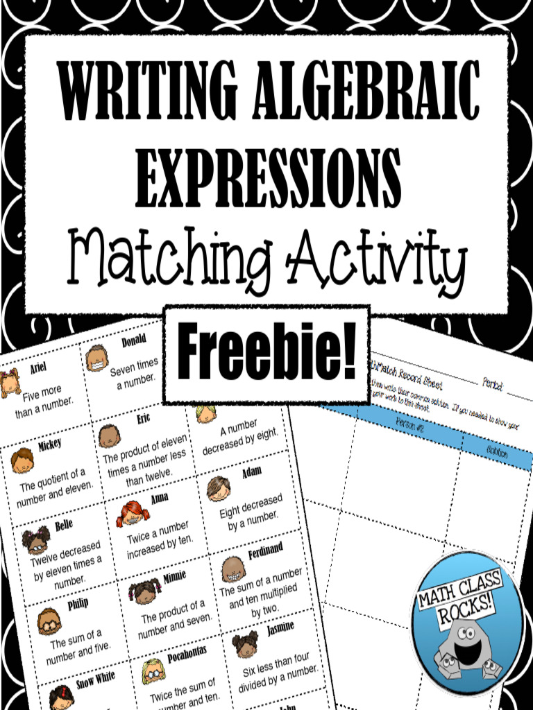 Writing Algebraic Expressions: Matching Activity | PDF