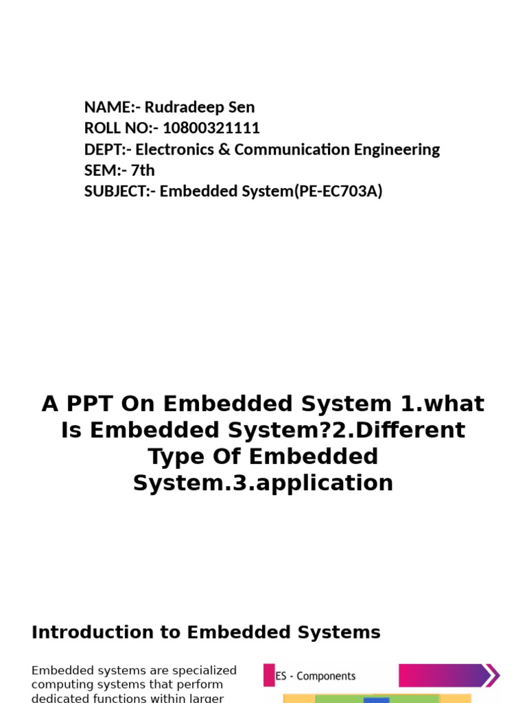 A PPT on Embedded System 1.What is Embedded System_2.Different Type of ...
