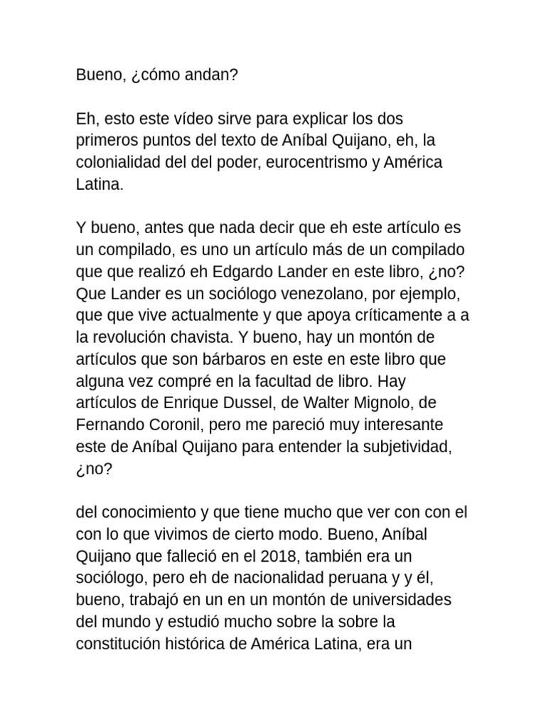 Anibal Quijano Noe | PDF | Raza (categorización humana)