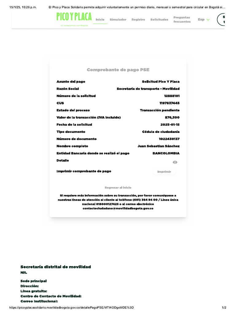 El Pico y Placa Solidario | PDF