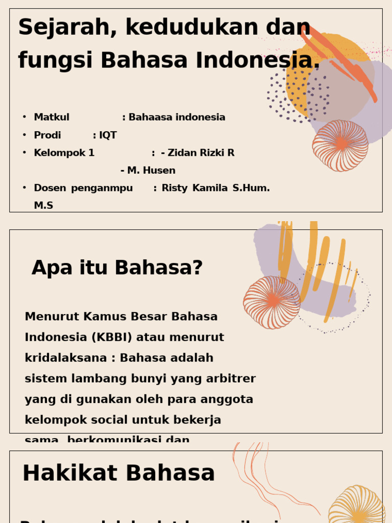 Sejarah, Kedudukan Dan Fungsi Bahasa Indonesia | PDF