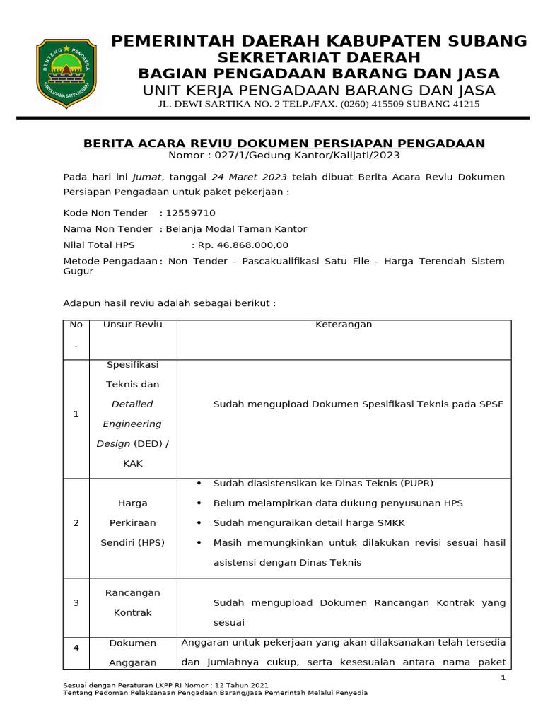 BA Reviu Dokumen | PDF