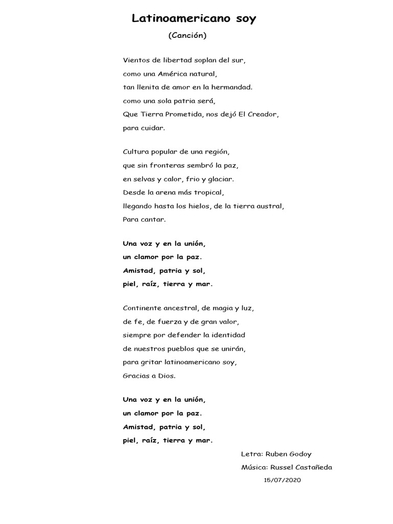 Latinoamericano Soy: Letra de Canción | PDF