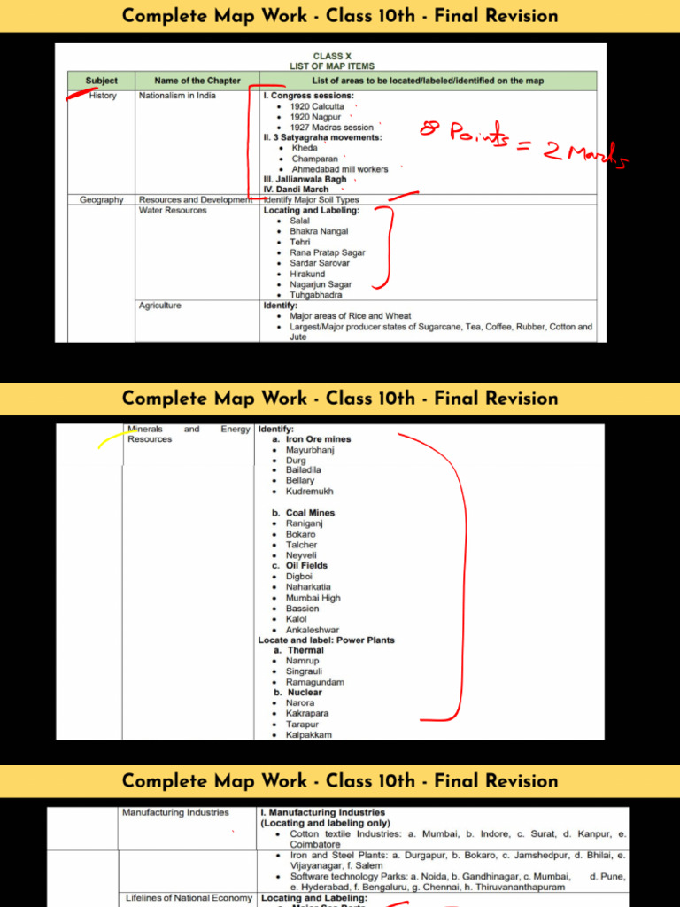 Complete Map Work Class 10th Final Revision Pages Deleted | PDF