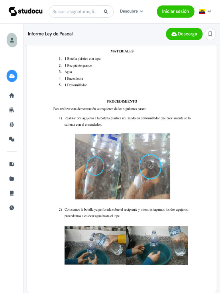 Informe Ley de Pascal - Universidad Central Del e | PDF