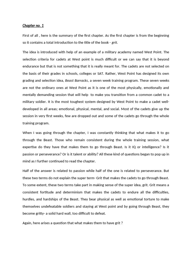 Chapter 1 | PDF | United States Military Academy | Grit (Personality Trait)